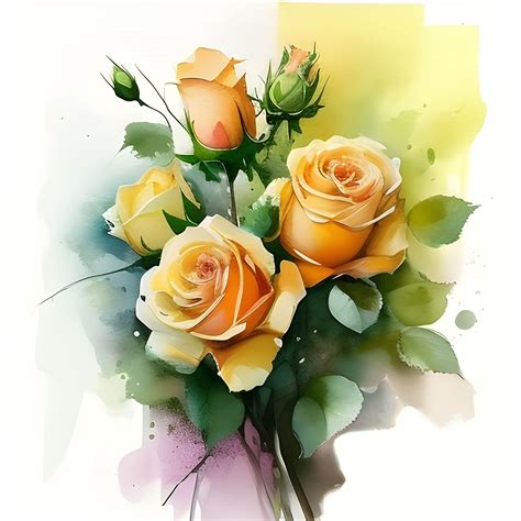 Yellow Rose Watercolor Clipart Watercolor Floral Clipart Etsy