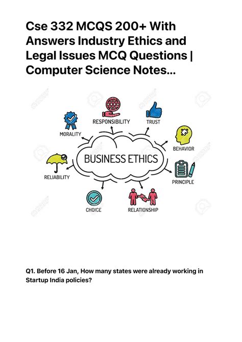 Cse MCQS With Answers Industry Ethics And Legal Issues MCQ Questions Computer Science