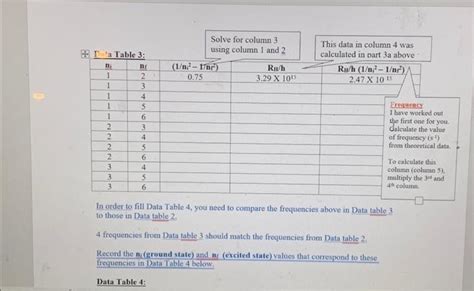 solved solve for column 3 i ta table 3 using column 1 and