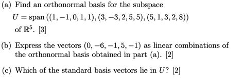 Solved A ﻿find An Orthonormal Basis For The