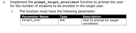 Solved C Implement The Prompttargetenrollment Function To