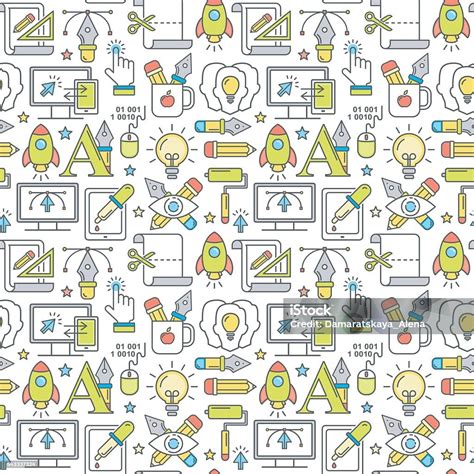 벡터 그래픽 디자인 은 컬러 선형 아이콘과 부드러운 패턴 Php 프로그래밍 언어에 대한 스톡 벡터 아트 및 기타 이미지 Php 프로그래밍 언어 개념 개념과 주제