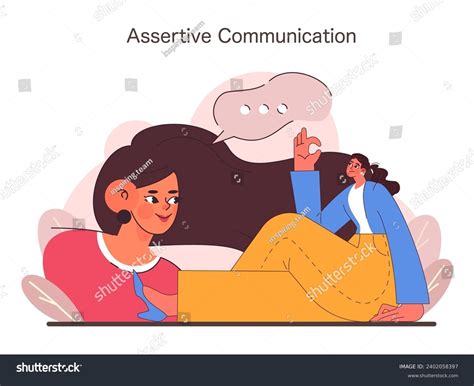 Assertive Communication Concept Relaxed Woman Engaging Stock Vector Royalty Free 2402058397