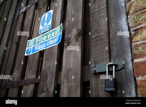 No Emergency Exit A Door To A Fire Escape Is Locked With A Padlock Stock Photo Alamy