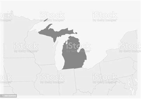 Vetores De Mapa Dos Eua Com Mapa Destacado Do Estado De Michigan E Mais