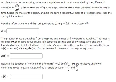 Solved An Object Attached To A Spring Undergoes Simple Chegg