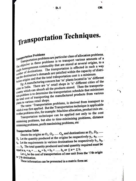 transportation problem pdf
