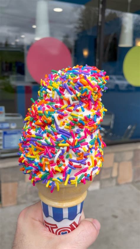 Vanilla Ice Cream Cone With Rainbow Sprinkles