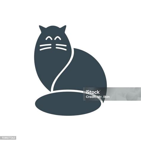 기하학적 원과 라인의 간단한 양식에 일치 시키는 여우 추상 로고 고양이 새끼에 대한 스톡 벡터 아트 및 기타 이미지 고양이