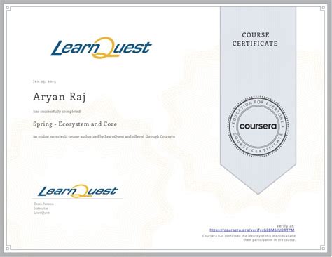 Aryan Raj On Linkedin Springframework Java Certification Coursera