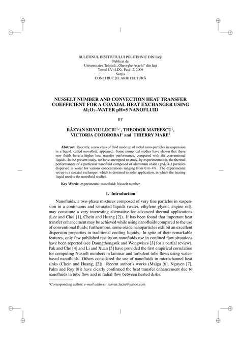 Pdf Nusselt Number And Convection Heat Transfer Coefficient For A