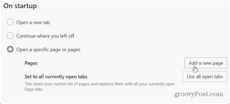 Make Microsoft Edge Open To Specific Web Pages On Startup