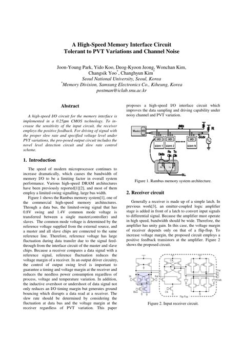 Pdf A High Speed Memory Interface Circuit Tolerant To Pvt Variations
