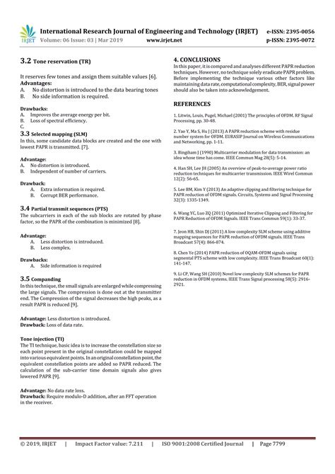 Irjet Overview Of Papr Reduction Techniques Of Ofdm System Pdf