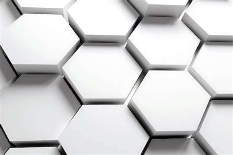Premium Photo White Background With Overlapping Hexagonal Design
