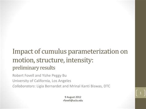 Ppt Impact Of Cumulus Parameterization On Motion Structure Intensity Preliminary Results