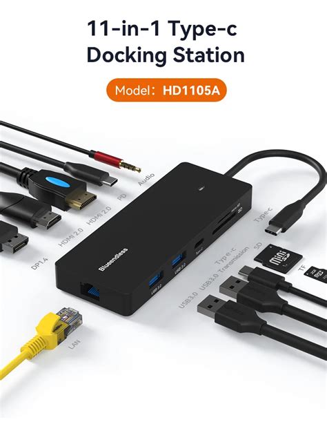 Full Aluminum Usb C Docking Station In Hub Display Dp K Hd Dp Usb Type C Data