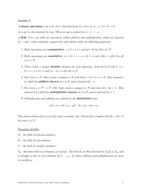 Lectures On Linear Algebra Pdf Basis Linear Algebra Linear Subspace