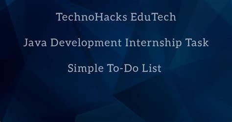 Bhashkar Biswas On Linkedin Javadevelopment Internship Technohacksedutech Simpletodolist