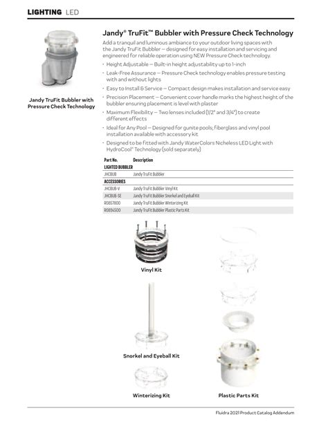 Jandy Jhcbub Trufit Led Pool Bubbler With Pressure Check Technology Owners Manual