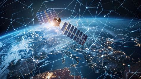 Telecom Communication Satellite Orbiting Around The Globe Earth With