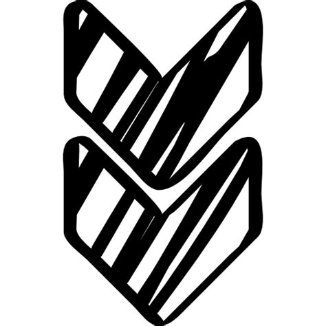 Sketched Arrows Couple Pointing Down Icon