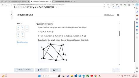 Question 2 Options Four Vertices A B D And E Have Odd Degree Therefore The Graph Does Not Have