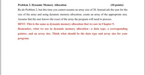 Solved Problem 3 Dynamic Memory Allocation 10 Points