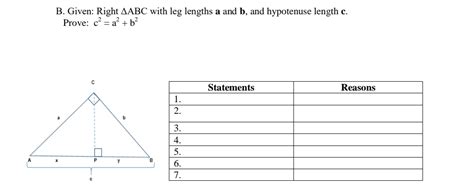 Solved B Given Right Delta Abc With Leg Lengths A And B And