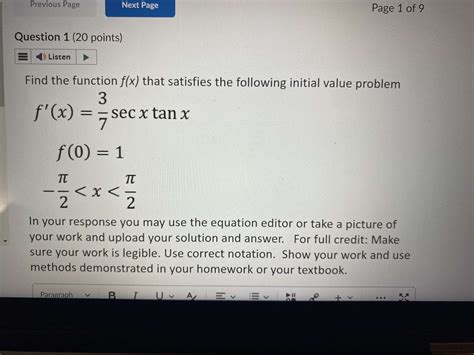 Solved Question 1 20 Points Nfind The Function F X That