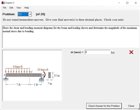 solved chapter 5 Х x file edit view help problem 11 of