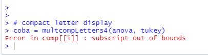 How To Solve Error In Comp I Subscript Out Of Bounds To Make Compact Letter Display In
