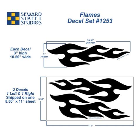 Flames Vinyl Decal Set Motorcycle Tank Fire Decal Kit 2 Flames