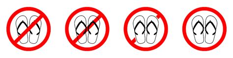 샌들이 없습니다 플립 플롭 기호가 없습니다 오리발 기호가 없습니다 플립 플랍에 대한 스톡 벡터 아트 및 기타 이미지 플립 플랍 금지됨 표지판 Istock