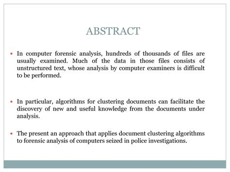 Document Clustering For Forensic Analysis Pptx Databases Computer