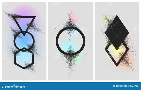 Geometric Shapes Dissolve Into Dust On A Gradient Background Splitting Particles Spray Effect