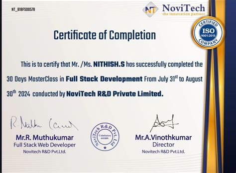 Nithish S On Linkedin Im Excited To Share That Ive Completed A
