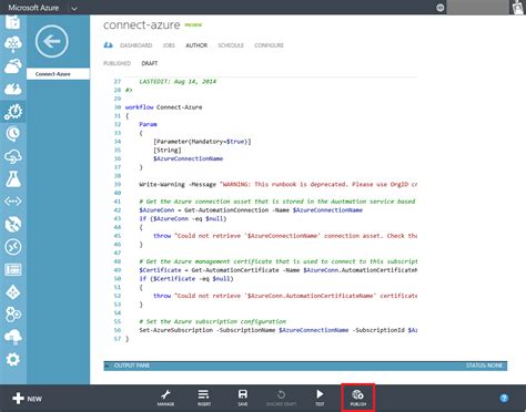 Azure Automation Creating Runbooks Returngis