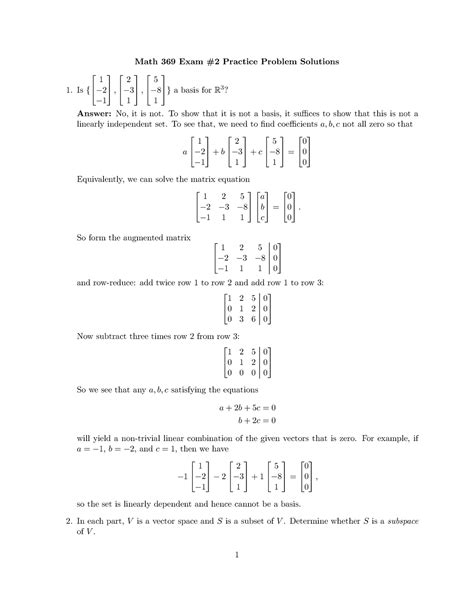 Exam2practicesolutions Math 369 Exam 2 Practice Problem Solutions Is