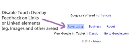 Webkit Disable Touch Overlay Layer On Linked Elements Inside Android