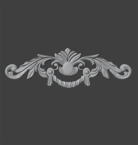 👑 Baroque Furniture Crest With Garland Stl Cnc Decorative Crown