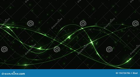 Dark Abstract Background With Green Translucent Luminous Lines And Highlights Vector