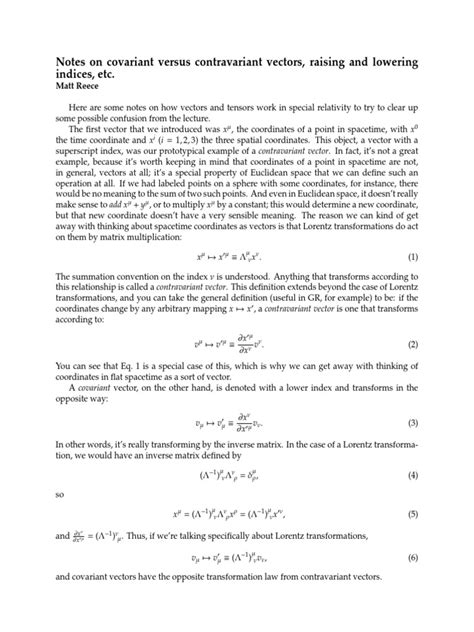 Covariant Vs Contravariant Pdf Tensor Vector Space