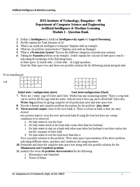 aiml module 1 question bank pdf artificial intelligence