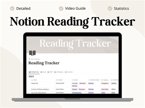 Notion Reading Tracker Template Aesthetic Book Tracker Digital Reading Journal With Rating