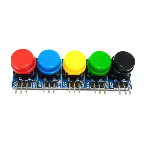 《261》5個大按鍵模組 按鈕 模組 輕觸 帶帽 Arduino按鍵模組 高電平輸出 樹莓派 5色1組 蝦皮購物