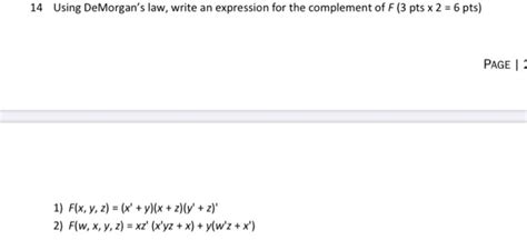 Solved 14 Using De Morgans Law Write An Expression For The