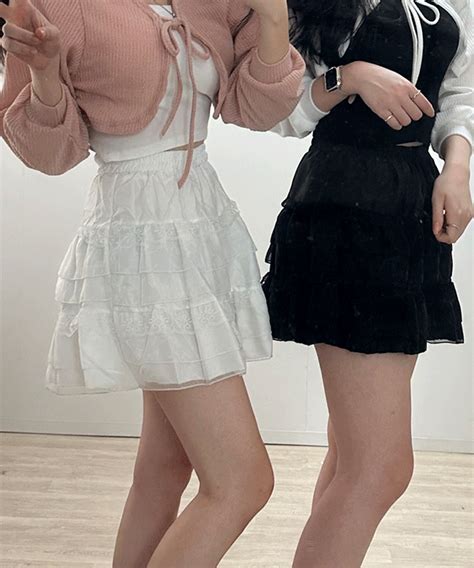 💗당일발송💗 스완 프릴 캉캉 레이스 스커트 밴딩 발레코어룩 속바지내장 에이블리