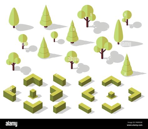 Isometric Trees Elements Stock Vector Image Art Alamy