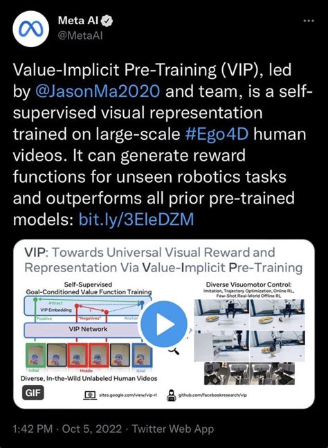 meta ai s vip towards universal visual reward and representation via